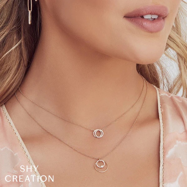 Shy Creation Yellow Gold Diamond Necklaces. Arthur's Jewelers - Twin ...